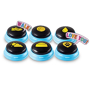 Hunger For Words Talking Pet Essential Words - 6 Piece Set Pre-Recorded Speech Buttons for Dogs, Dog Buttons for Communication
