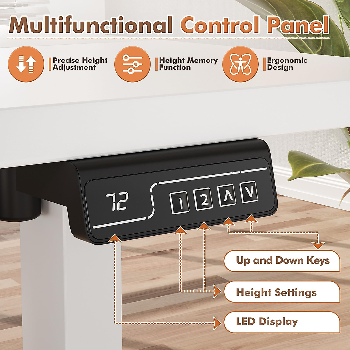 JUMMICO Electric Standing Desk, Adjustable Height Desk 63 x 24 Inch with Monitor Stand, Home Office Computer Desk (White)