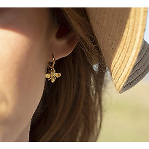 Yesteel Bee Huggie Hoop Earrings, S925 Sterling Silver Post Honey Bumble Bee Dangle Hoop Earrings, 14K Gold Plated Cute Dangling Huggy Bumblebee Earrings for Women Jewelry Gifts