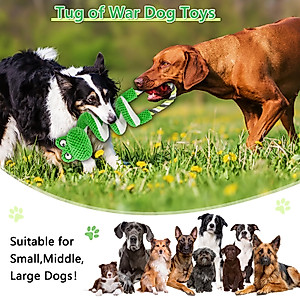 Letsmeet Interactive Squeaky Dog Toys with Pull Rope, Large Dog Tug of War Toy, Plush Puppy Chew Toys for Dental Health, Great for Small, Medium and Big Dogs