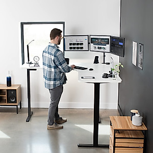 VIVO Universal 71 x 71 inch Curved Corner Table Top for L-Shape Sit to Stand Height Adjustable Home and Office 3-Leg Desk Frames, White Desktop, DESK-TOP2CW
