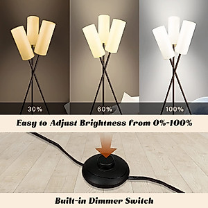 TYIAINI Floor Lamp, Tripod Floor Lamp with 3-Light, Modern Standing Lamps with Foot Switch, 70" Standing Tall Pole Lamps for Living Room, Bedroom, Study Room and Office