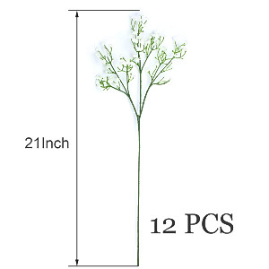 Grunyia 12 Pcs Artificial Baby Breath Flowers, Real Touch Gypsophila Bouquets Fake White Flowers for Wedding DIY Party Home Garden Decoration
