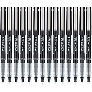 PILOT Precise V5 Stick Liquid Ink Rolling Ball Stick Pens, Extra Fine Point (0.5mm) Black, 14-Pack (15403)