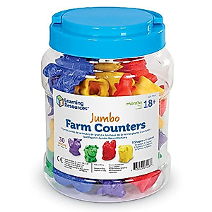Learning Resources Jumbo Farm Counters - 30 Pieces, Ages 18+ months Toddler Learning Toys, Preschool Toys, Farm Animals for Kids