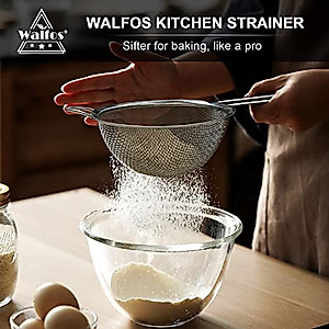 Fine Mesh Strainer Set of 3, Stainless Steel Wire Strainers for Kitchen, Multipurpose Metal Fine Sieve with Handle, Perfect for Food, Rice, Quinoa, 3", 5", 7"