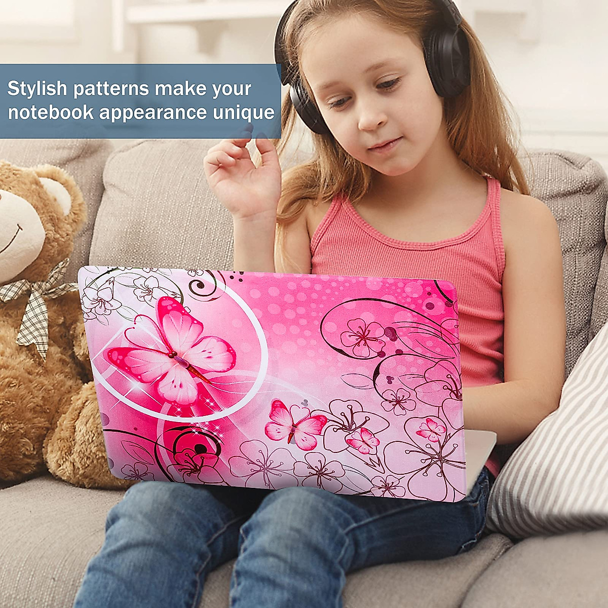 Pink Butterfly11.6 13 13.3 14 15 15.6 inches Netbook Laptop Skin Sticker Reusable Protector Cover Decal FY-NEK-009