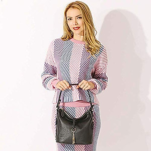 Fashion Designer Women Shoulder Bag Metal Tassel Real Leather Tote Handbag Ladies Crossbody (Black)