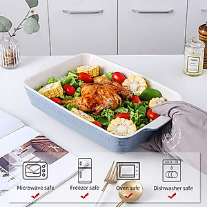 KOOV Individual Lasagne Pan Deep, Rectangular 9x13 Baking Dish, Ceramic Baking Dish, Bakeware for Tapas, Roasting, Casserole Dish for Oven, (Haze Blue)