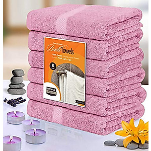 Utopia Towels 6 Pack Medium Bath Towel Set, 100% Ring Spun Cotton (24 x 48 Inches) Medium Lightweight and Highly Absorbent Quick Drying Towels, Premium Towels for Hotel, Spa and Bathroom (Pink)