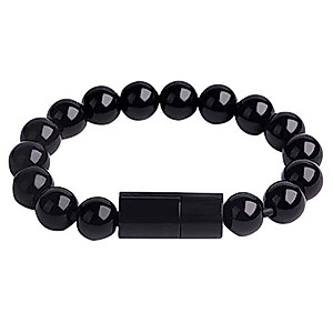 UKCOCO USB Type C Cable, 2 Pack Bead Bracelet USB Data Sync Fast Charging Cable for Samsung Galaxy S9 S8 Note 9 8, LG V20 V30 G5 (Black and White)