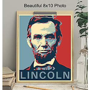 Abraham Lincoln Poster - Abe Lincoln Patriotic Wall Decor for Office, Home, Living Room, Den - Abraham Lincoln Gifts for Patriots, Republicans, Conservatives, Democrats, Liberals - USA US Wall Art