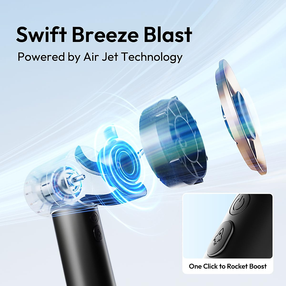 SOTHING Portable Personal Fan 199 Speeds, Turbo Handheld Fan 14h Use, 3600mAh Rechargeable Pocket Mini Travel Fan, 15000 RPM Wireless Eyelash Fan for Travel Camping Outdoor