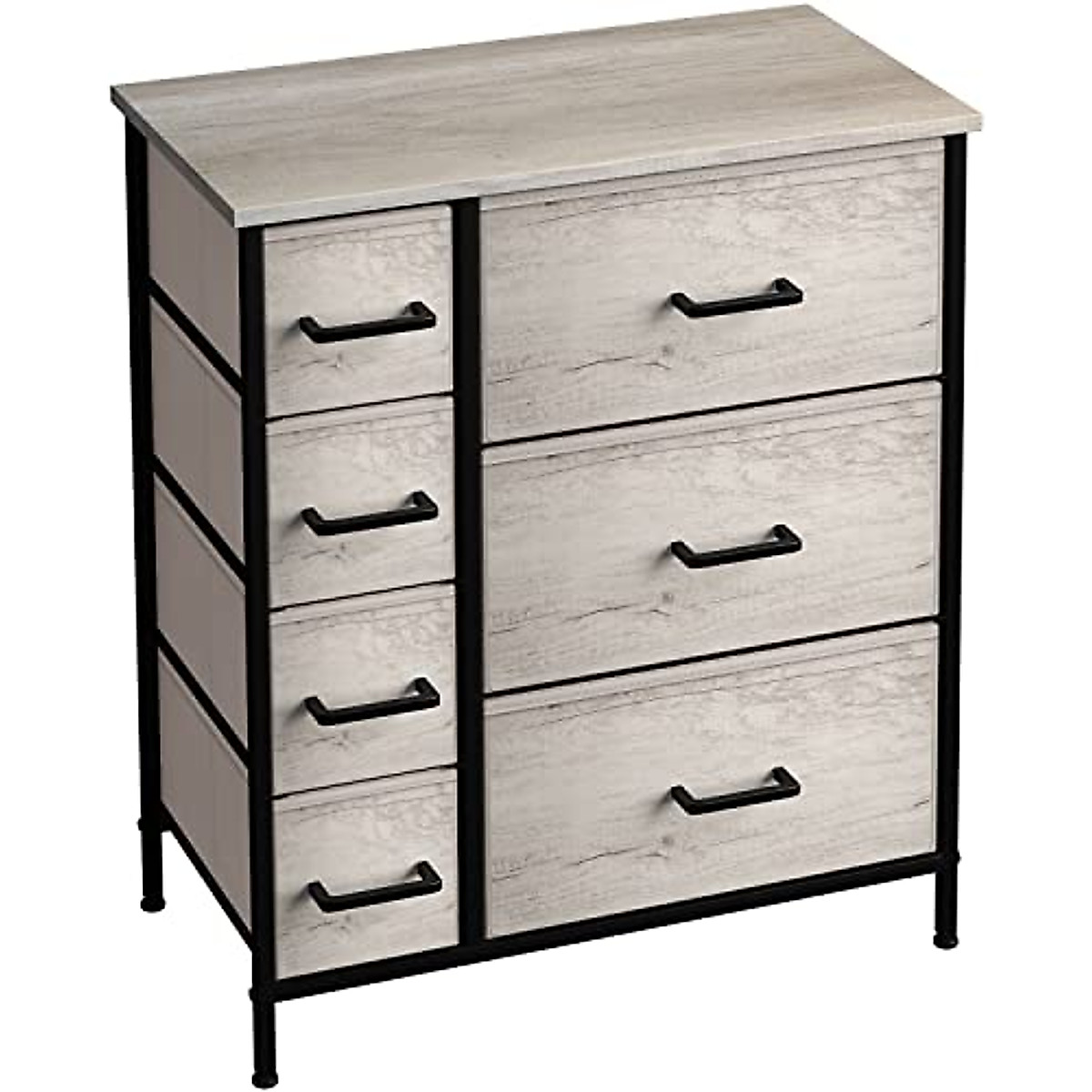 Sorbus Dresser with 7 Faux Wood Drawers - Storage Unit Organizer Chest for Clothes - Bedroom, Hallway, Living Room, Closet, & Dorm Furniture - Steel Frame, Wood Top, & Easy Pull Fabric Bins