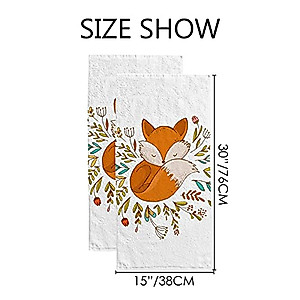 Top Carpenter Soft Hand Fingertip Towels 2 Pcs Face Bath Towels Sleeping Fox Absorbent Washcloths for Bathroom Hotel Kitchen 30x15in