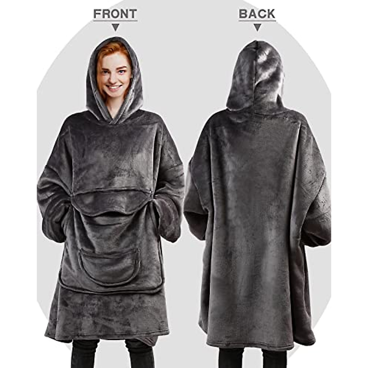 SHEJIZE Oversized Wearable Blanket Hoodie for Adults Sherpa Sweatshirt Hooded Sweatshirt Lounging Blanket Pullover