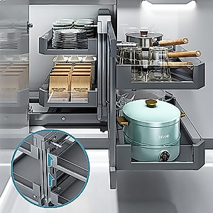 AHDFY Kitchen Cabinet Pull Out Shelves, Blind Cabinet Pull Out Organizer, Corner Built-ins Basket Kitchen Cabinet Pull Out Shelves for Pantry Cabinet Cupboard Table,800CABINTE