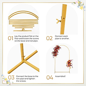 6.6Ft Metal Arch Backdrop Stand, Gold Wedding Balloon Arched Backdrop Stand for Wedding Ceremony Birthday,Party,Friends Gathering,Christmas,Garden Decoration
