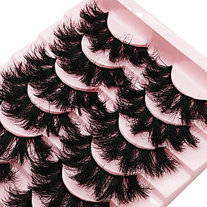 Mink Lashes Fluffy 20MM Dramatic Eye Lashes, Wispy 3D Long Big Eyelashes Mink 18MM False Bottom Lashes Pack 10 Pairs