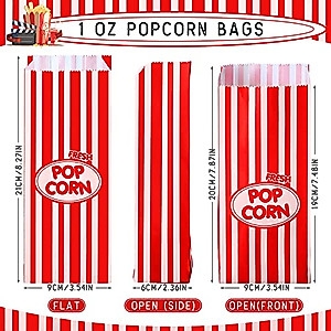 1000 Pcs 1 Oz Popcorn Bags Bulk Popcorn Paper Bags Red and White Stripes Retro Popcorn Bags Disposable Popcorn Bags for Party Movie Theater Carnival Festivals Movie Theme Party Supplies