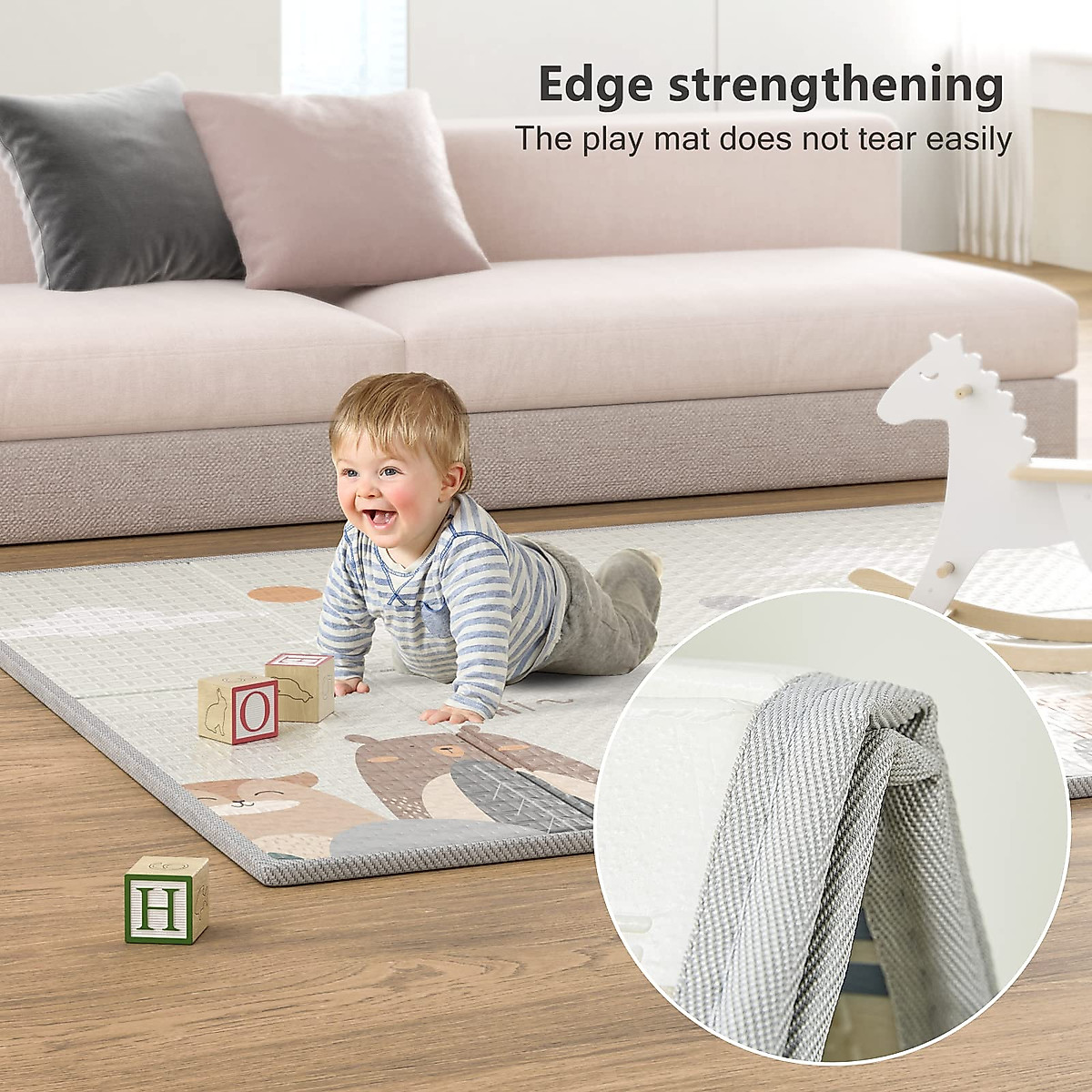 UANLAUO Foldable Baby Play Mat, Extra Large Waterproof Activity Playmats for Babies,Toddlers, Infants, Play & Tummy Time, Foam Baby Mat for Floor with Travel Bag