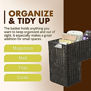 KOUBOO Wicker Step Basket, Dark Brown, Wicker Basket, Staircase Basket, Organizer, Wood Stairs, Carpet Stairs, Compact, Stair Decor