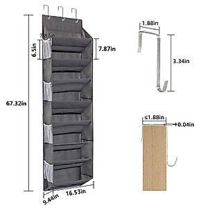 Miracsnail Over the Door Shoe Organizer Hanging with 8 Mesh Pockets 8 Wire Large Deep Pockets, 50lbs Weight Capacity Fits 16 Pairs Shoes Door Shoe Rack Store for Closet and Narrow Door 1 Pack