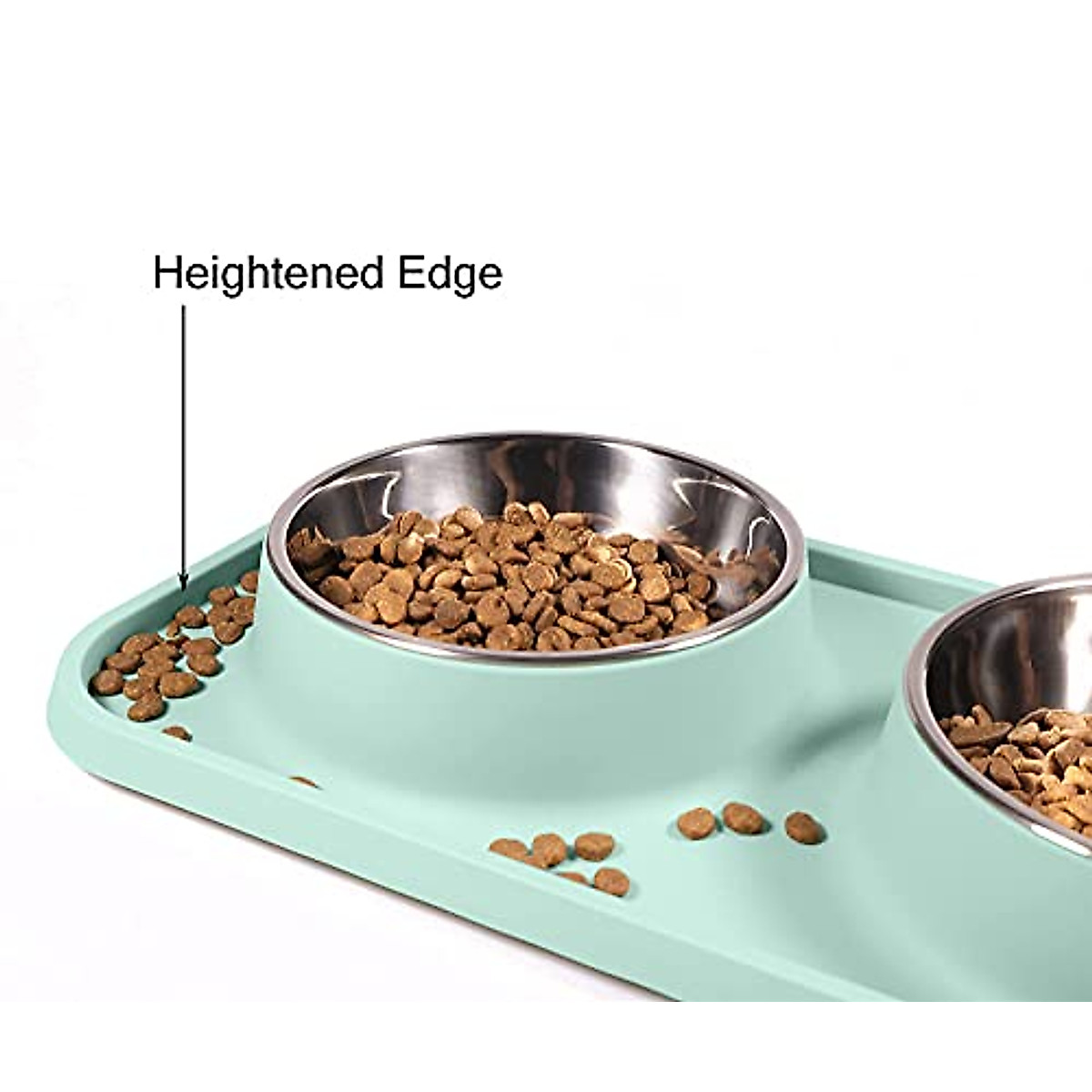 L.D.Dog Cat Food Bowls, Cat Bowls Non-Skid and Non-Spill Silicone Pads with PP Stand, Removable Stainless Steel Food and Water Dishes for Cats, Small Size Dogs