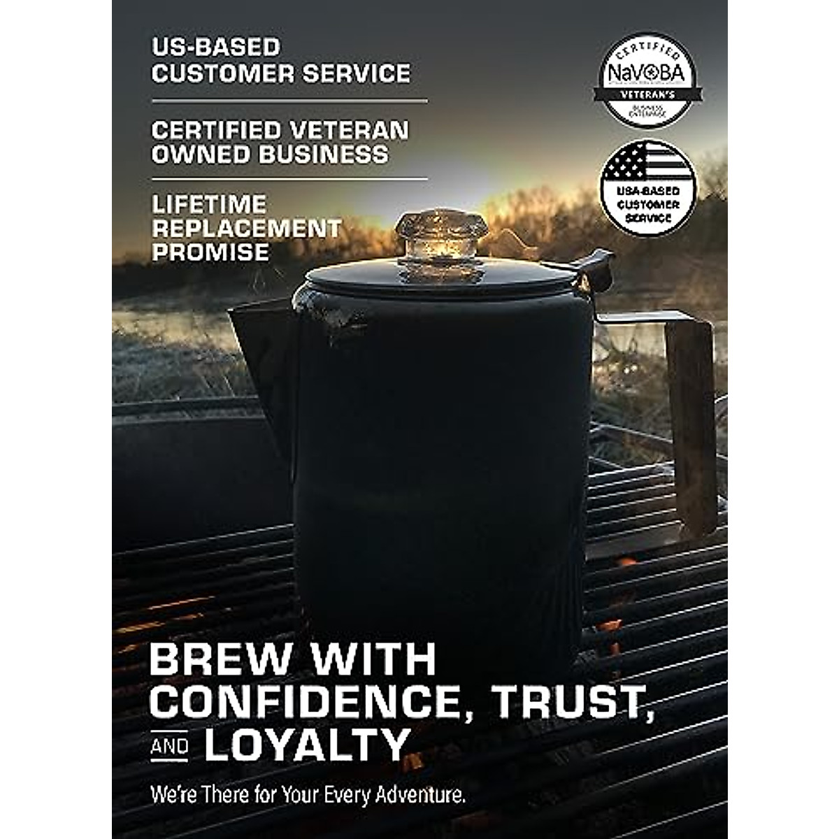 COLETTI Bozeman Camping Coffee Pot – Coffee Percolator – Percolator Coffee Pot for Campfire or Stove Top Coffee Making – 9 CUP