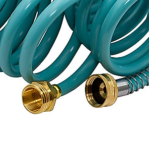AUTOMAN EVA Recoil Garden Hose 25ft - Includes 7 Pattern Spray Nozzle,Curly Water Hose 25 Foot,Watering Hose Coil,Retractable,Corrosion Resistant Garden Coil Hose.