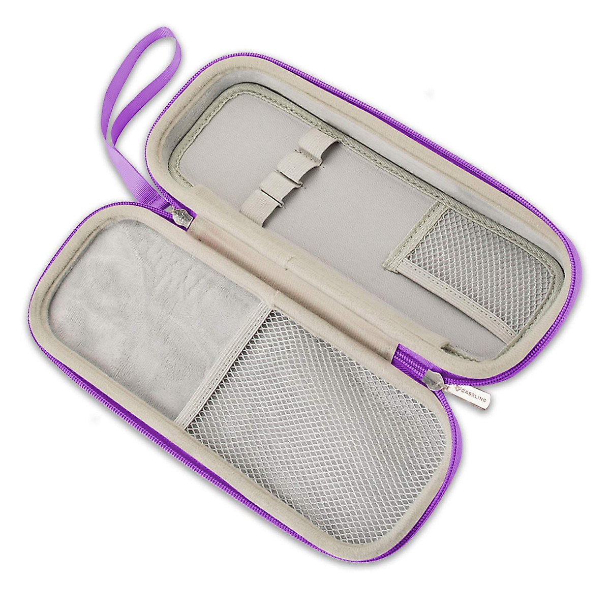 Caseling Hard Stethoscope Case Compatible with 3M Classic III, Lightweight II S.E, Cardiology IV Diagnostic, Includes ID Slot and Mesh Pocket for Nurse Accessories (Purple - Pu Leather)