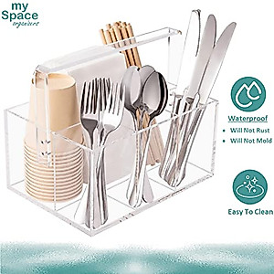 Utensil Holder Silverware Caddy Countertop Cutlery Organizer For Napkins Flatware Spoon Fork Knife For Picnic Party Plastic Acrylic