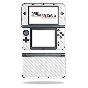 MightySkins Carbon Fiber Skin for Nintendo New 3DS XL (2015) - White | Protective, Durable Textured Carbon Fiber Finish | Easy to Apply, Remove, and Change Styles | Made in The USA