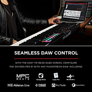 M-Audio Oxygen Pro 61 – 61 Key USB MIDI Keyboard Controller With Beat Pads, MIDI Assignable Knobs, Buttons & Faders and Software Suite Included