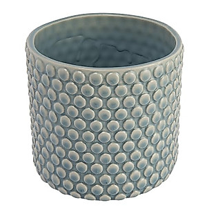 Bloomingville Coastal Stoneware Pot with Raised Dots and Crackle Glaze, Sky Blue, 6"