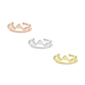 Altitude Boutique Mountain Ring, Snowy Mountain Jewelry for Women, Outdoor Enthusiast Gifts, Adjustable Size (Silver)