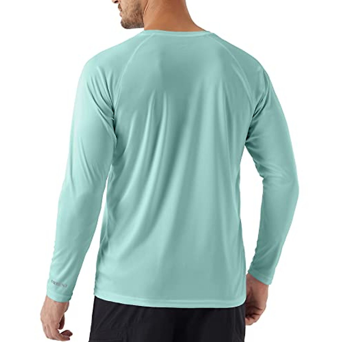 Men's Long Sleeve Shirts UPF 50+ SPF Sun Protection Shirts for Fishing Hiking Rash Guard Swim Light Green L