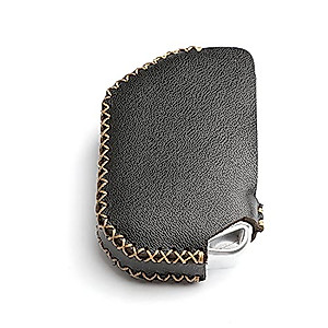 WFMJ Leather for 2018 2019 2020 2021 2022 2023 Jeep Wrangler JL Gladiator JT JLU Remote Flip 4 Buttons Key Fob Case Cover Chain (Black)