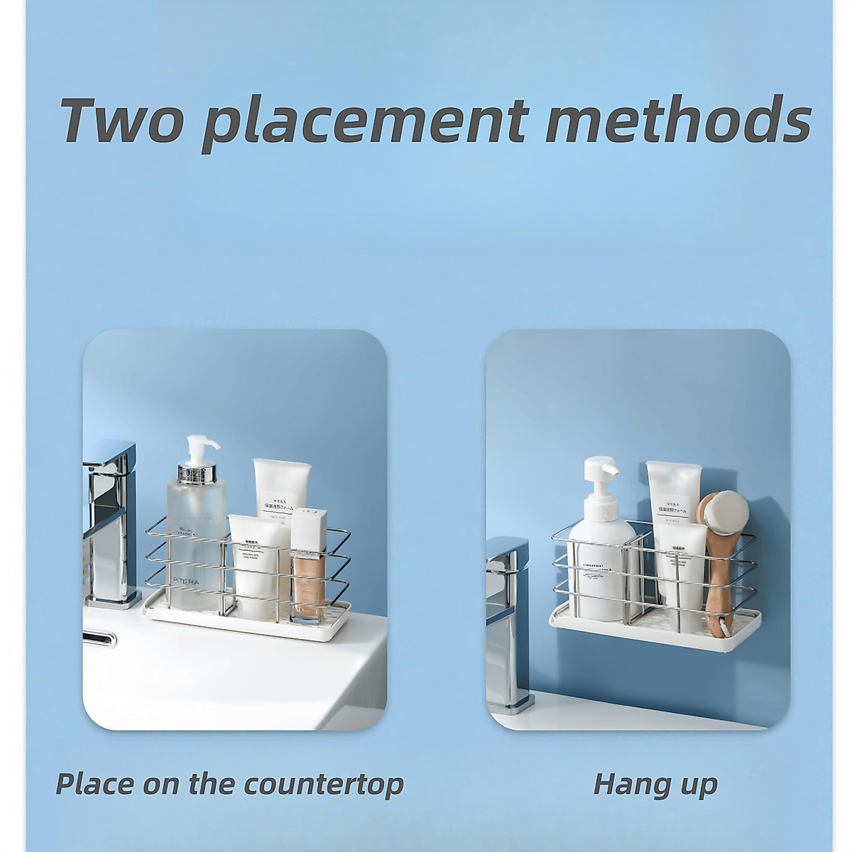 XG Glitter Sponge Holder for Sink - Sink Caddy - Stainless Steel Kitchen Sink Sponge Holder with Extra Strong Adhesive - Rust Proof Dish Brush Holder & Dish Sponge Holder - Kitchen Sink Organizer