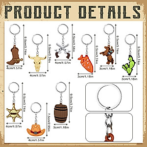 Panelee 36 Pcs Western Cowboy Keychain Silicone Key Ring Horse Boot Cowboy Hat Keychain Western Themed Party Keychain for Birthday