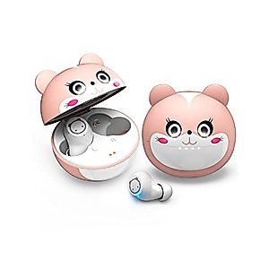 AMAFACE Bluetooth Earbuds - Pink Wireless Kids Earbuds - as a Gift for Kids to use at School 36 Hours Playtime Cordless Girls Earbuds USB-C LED - Cartoon Kids Headphones - for iPhone Android
