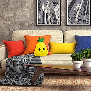 FUNZIEZ! Pineapple Plush Decorative Throw Pillow - Novelty Fruit Shaped Stuffed Pillow 14.5 x 10 in
