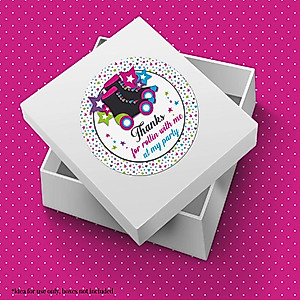 Let’s Roll Star Roller Skating Themed Thank You Sticker Labels for Kids, 40 2" Party Circle Stickers by AmandaCreation, Great for Party Favors, Envelope Seals & Goodie Bags