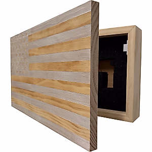 American Flag Concealed Gun Cabinet, Hidden Gun Storage American Flag (Whitewashed)