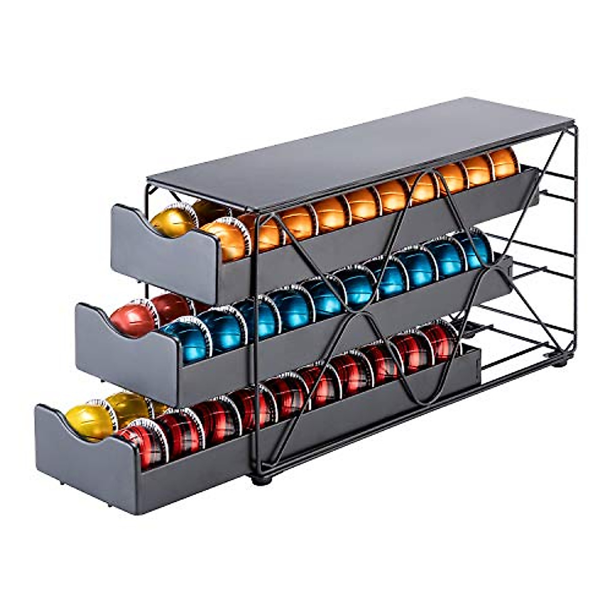 Flagship for Nespresso Pod Holder Drawer Large Mullti Tier Coffee Pod Holder Vertuo (3 Tier (60Pods))