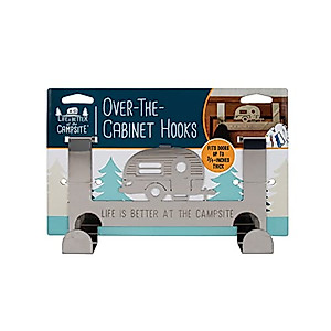 Camco Life is Better at The Campsite Over-The-Cabinet Hooks | Ideal for Small Spaces | Made of Durable Stainless Steel | (53381), Silver, Medium