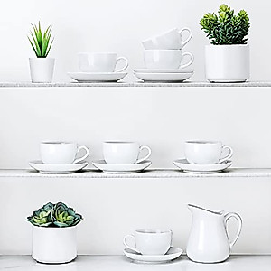 Yedio Porcelain Milk Creamer Pitcher with Handle, 17 Ounce White Porcelain Creamer Pitcher for Coffee and Tea