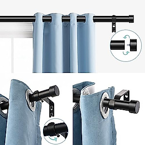 VOIIY Curtain Rods for Windows 48 to 84 Inch(4-7 Feet),Black 1'' Diameter Drapery Rods with End Cap Style Design,Modern Adjustable Heavy Duty Curtain Rod,Size:36''-88''