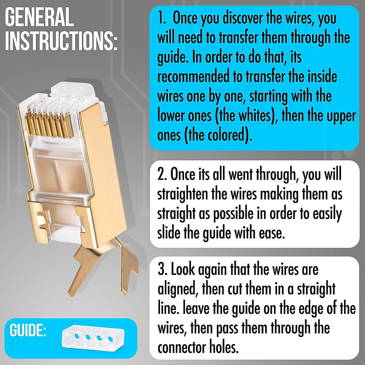 Everest Media Solutions RJ45 Cat7 & Cat6A Pass Through Connectors - 30 Pcs, 50UM Gold Plated Shielded FTP/STP External Ground for 23 AWG Network Cable