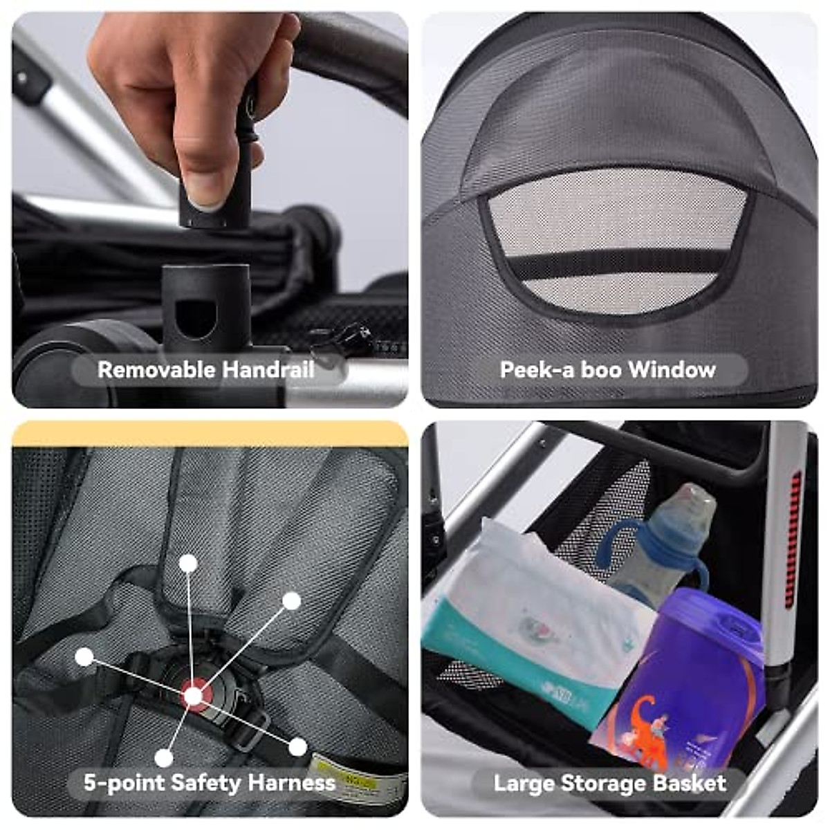 LORTSYBAB Baby Stroller - 2 in 1 High Landscape Convertible Stroller with Reversible Seat | Foldable Aluminum Alloy Pram Anti-Shock Toddler Pushchair Strollers for 0-36 Months Babies